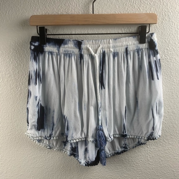 Shorts | Tiedye Draw String Shorts With Pom Pom Fringe | Poshmark